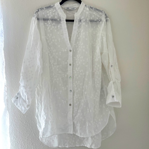 Zara | Tops | Zara See Through Button Up Shirt Long Size Small | Poshmark